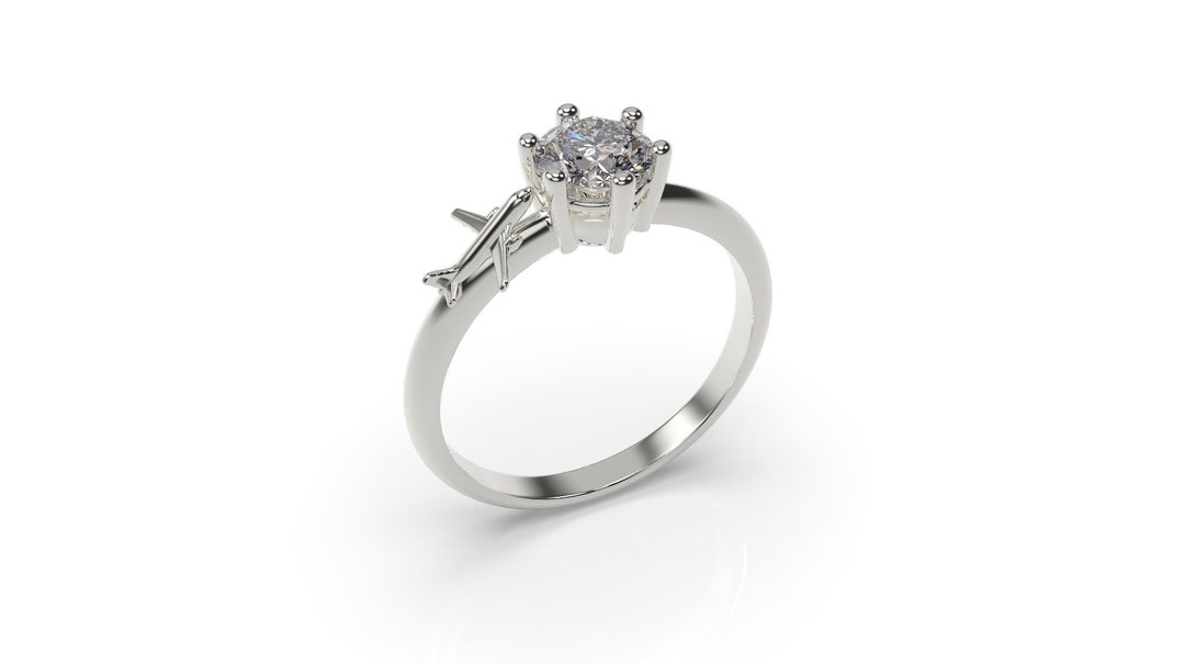 Plane Ring Plane Engagement Ring Airplane Ring White Gold Airplane Ring ...