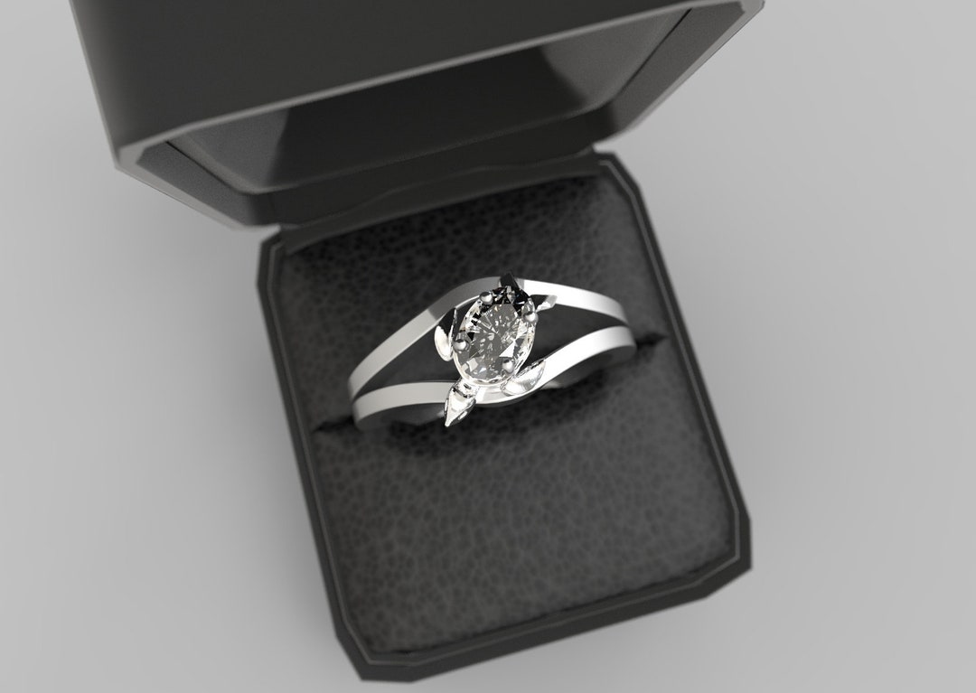Turtle Engagement Ring White Gold Turtle Engagement Ring 14k Turtle ...