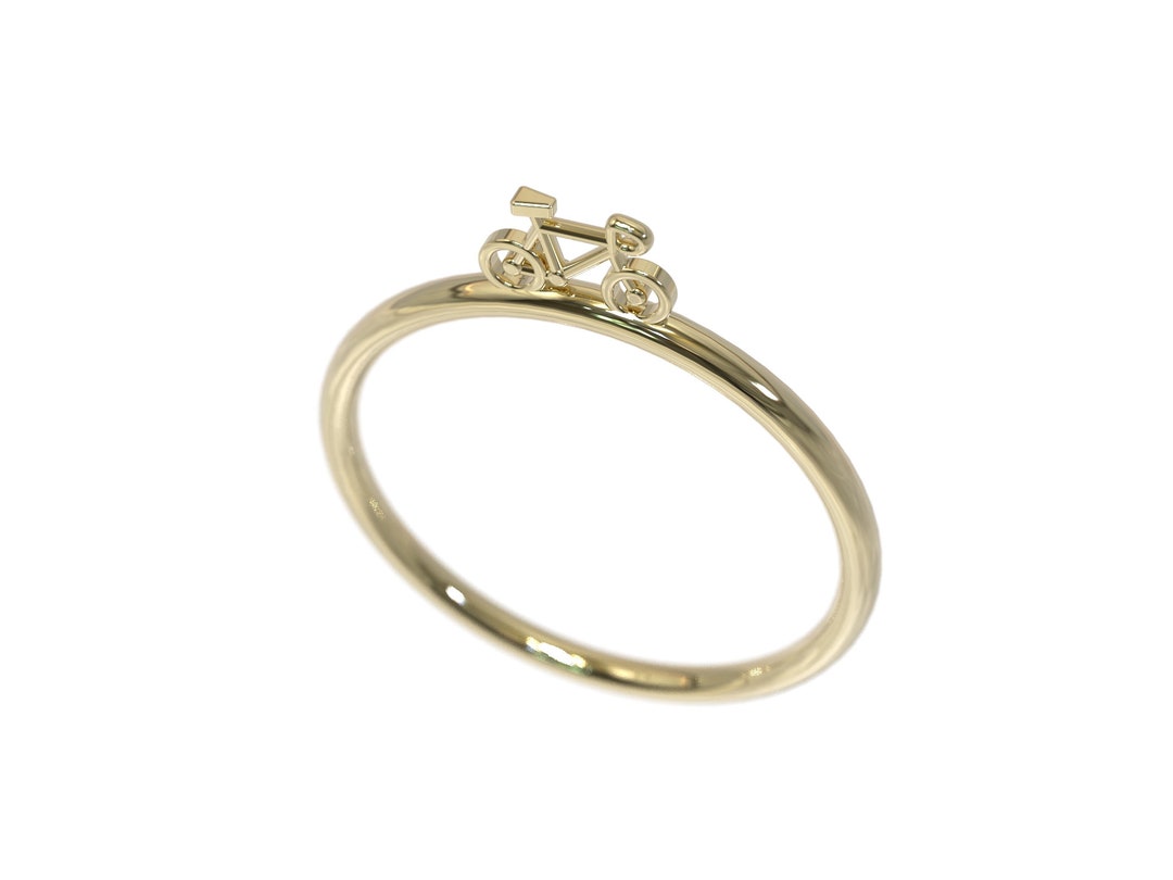Minimalist Bicycle Ring Yellow Gold Bike Ring Dainty Bicycle Silver ...