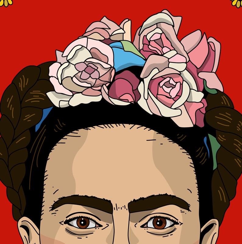 Mexican female artist print unibrow print Famous Mexican | Etsy