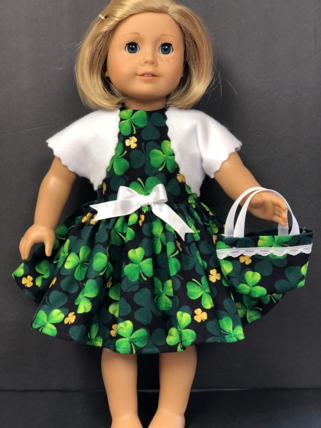 18 Doll Clothes St Patricks Day Dress Fits American Girl Doll, Shrug ...