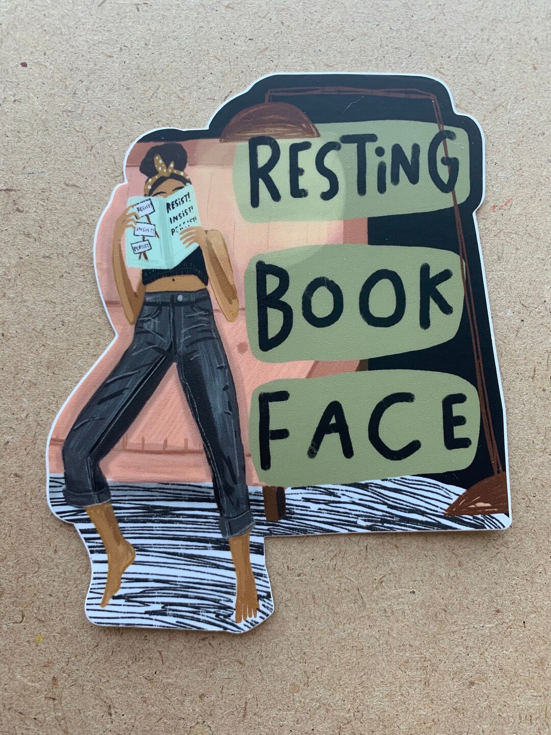 Resting Book Face Vinyl Sticker - Etsy