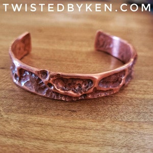 Copper Cuff Bracelets, Handmade, Hammered Air Chasing, Antiqued Copper ...