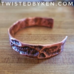 Copper Cuff Bracelets, Handmade, Hammered Air Chasing, Antiqued Copper ...