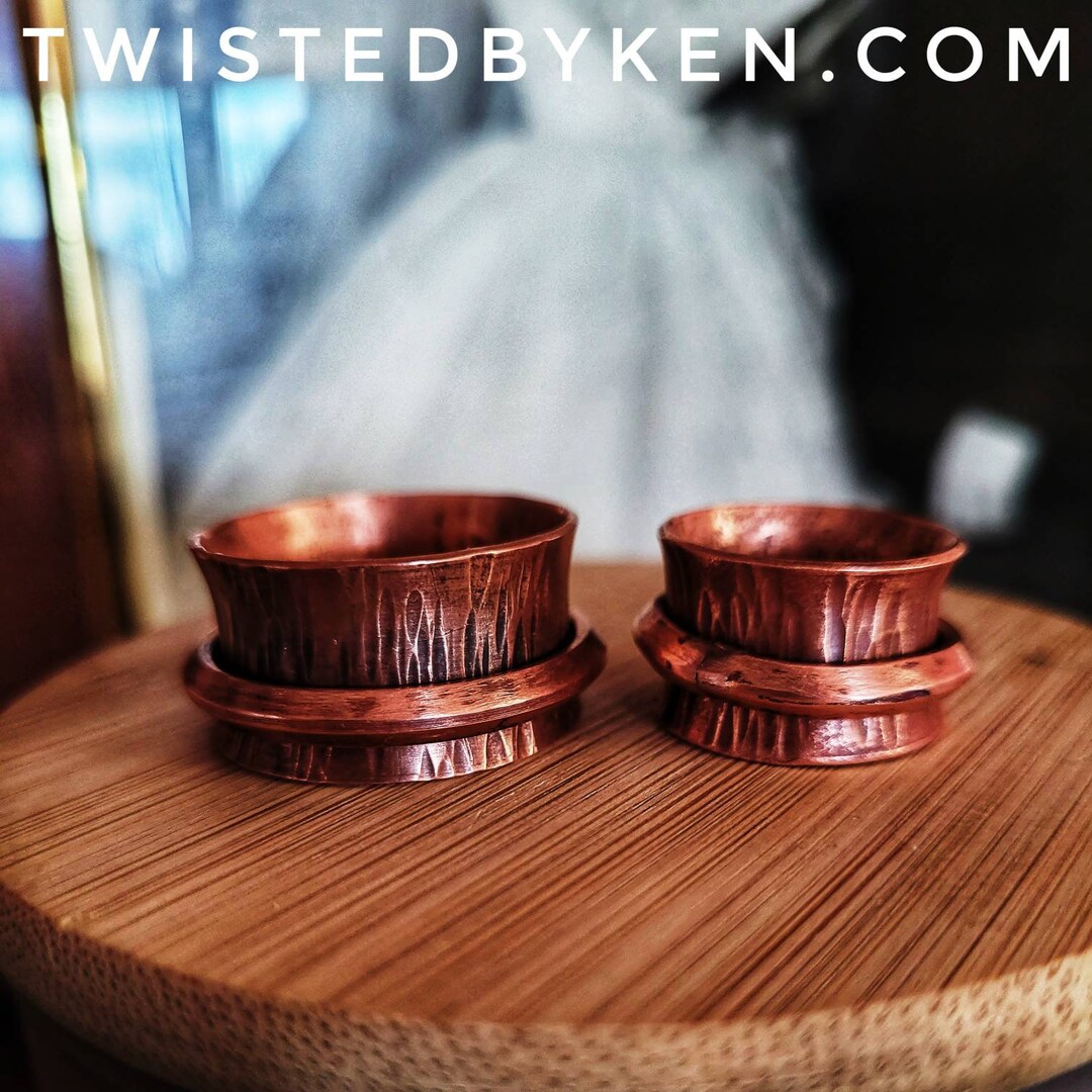 Flaired Cross Peen Hammered Copper Spinner Ring Handmade - Etsy