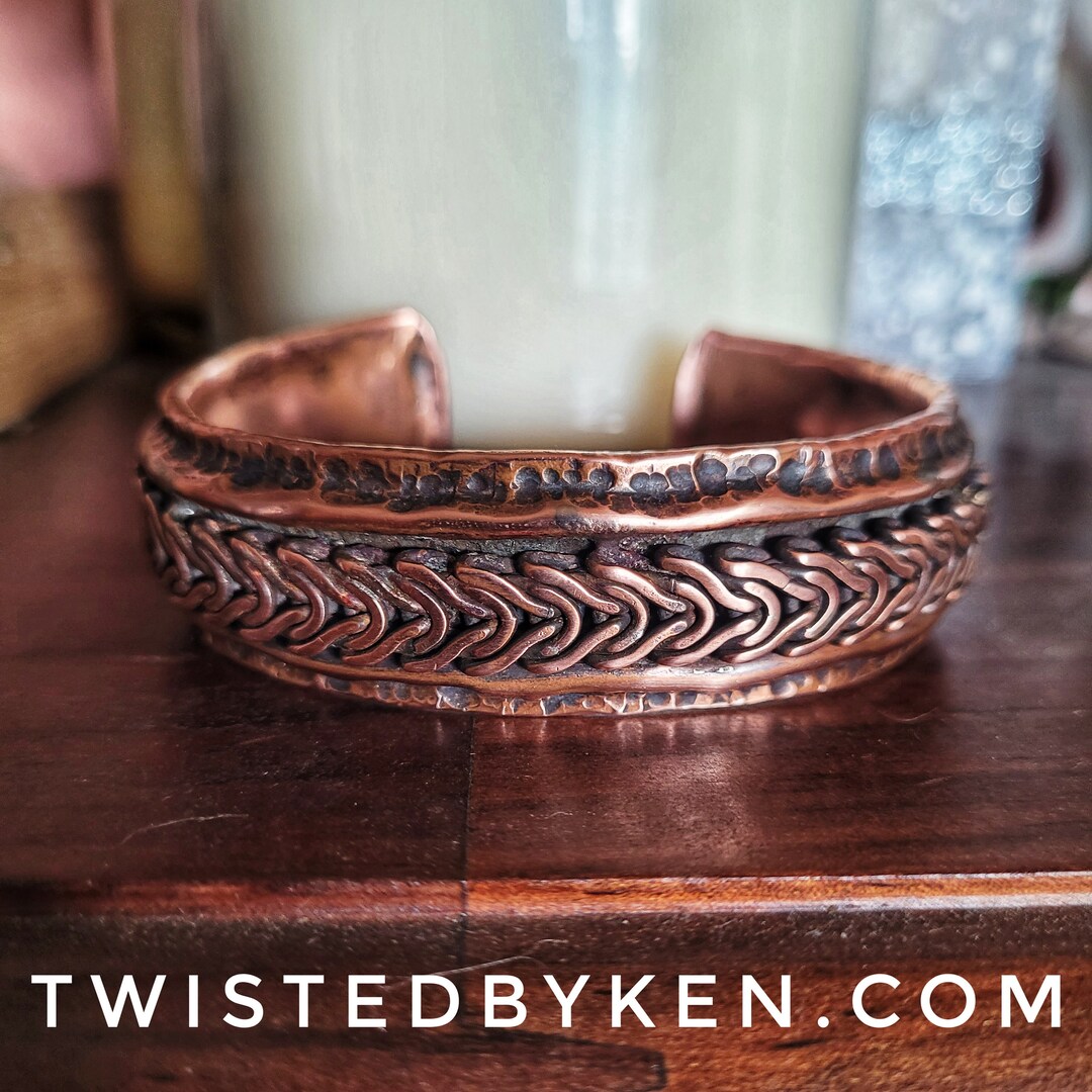 Recycled Antiqued Copper, Cuff Bracelet, Handmade, Air Chasing ...