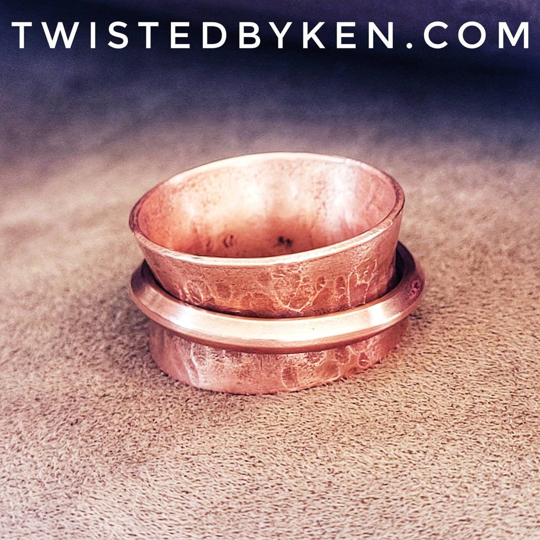 Flaired, Ball Peen Hammered, Copper Spinner Ring, Handmade From ...