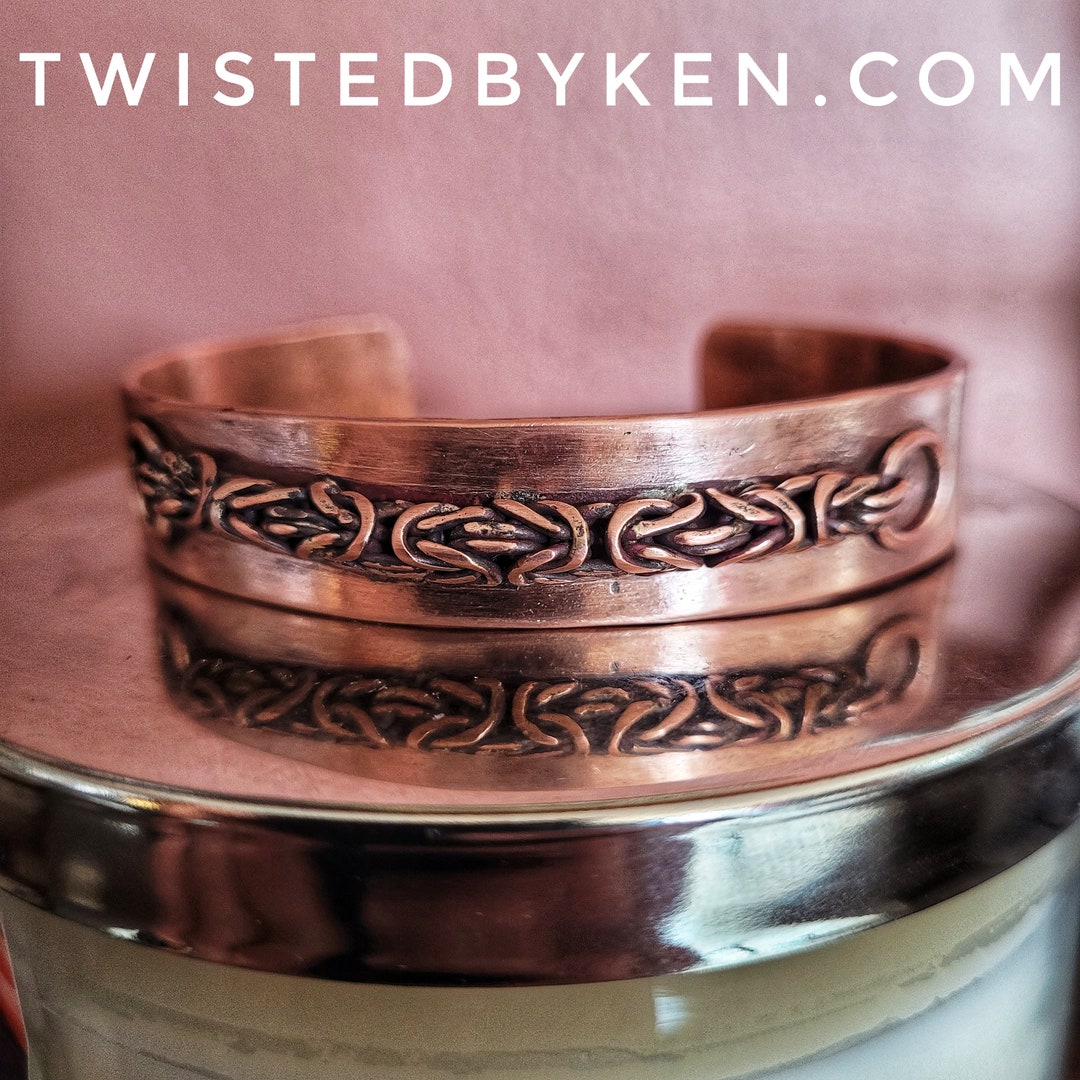 Handmade, Recycled Copper Tubing Cuff Bracelet, With Shaped Byzantine ...