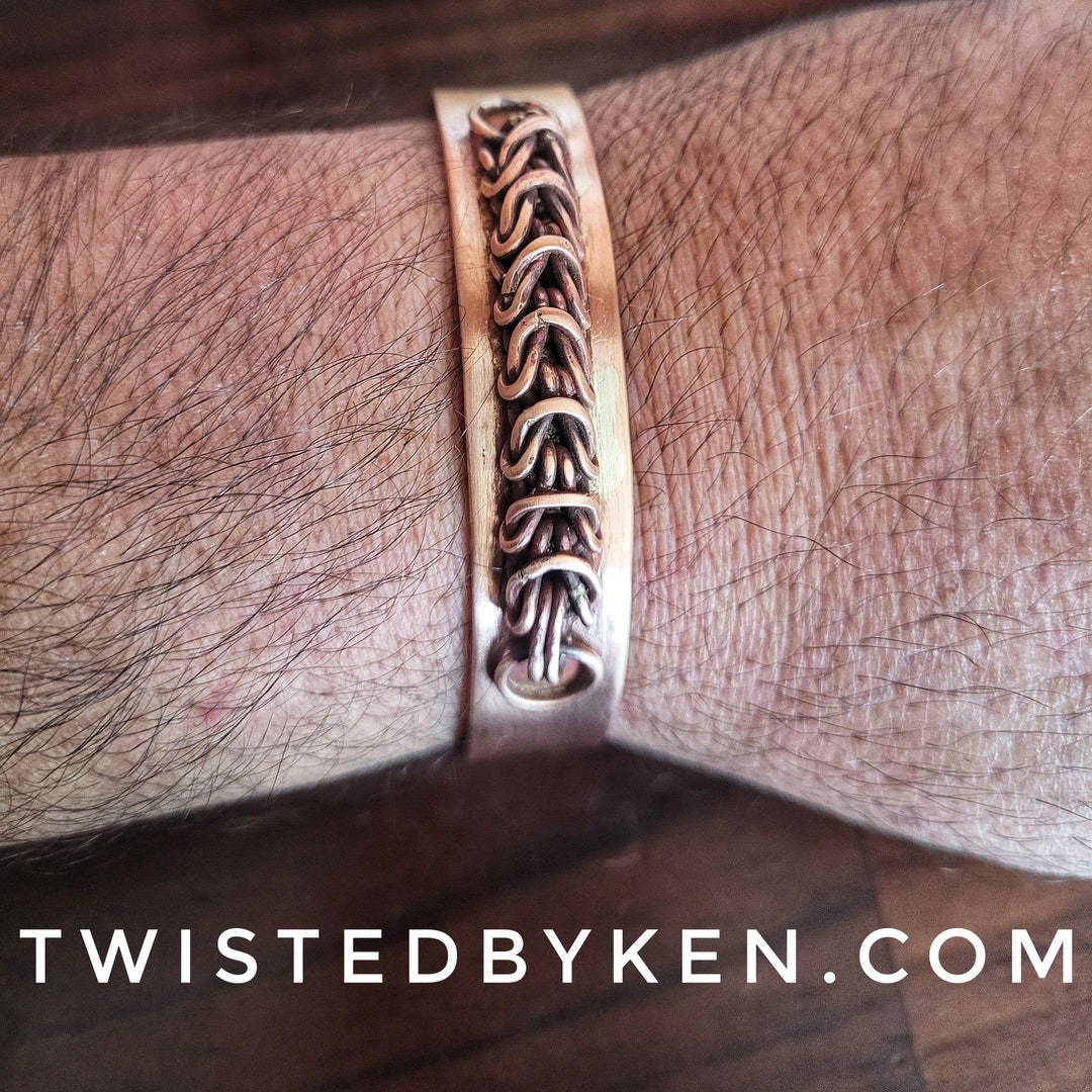 Handmade, Recycled Copper Tubing Cuff Bracelet, With Shaped Box Weave ...