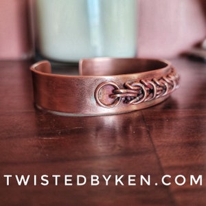 Handmade, Recycled Copper Tubing Cuff Bracelet, With Shaped Box Weave ...