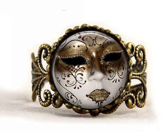 Venetian Mask Ring - Etsy