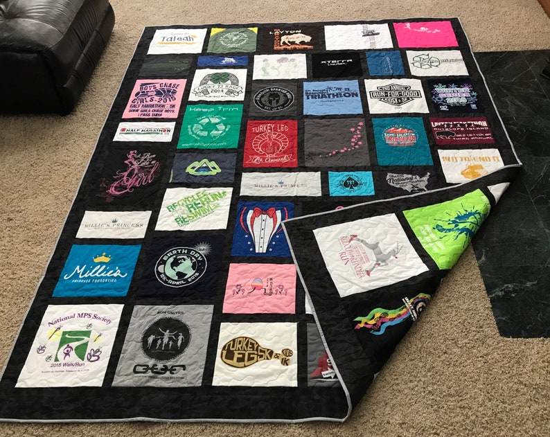 ASYMMETRICAL DOUBLE Sided Custom Made Tshirt Quilt DEPOSIT | Etsy