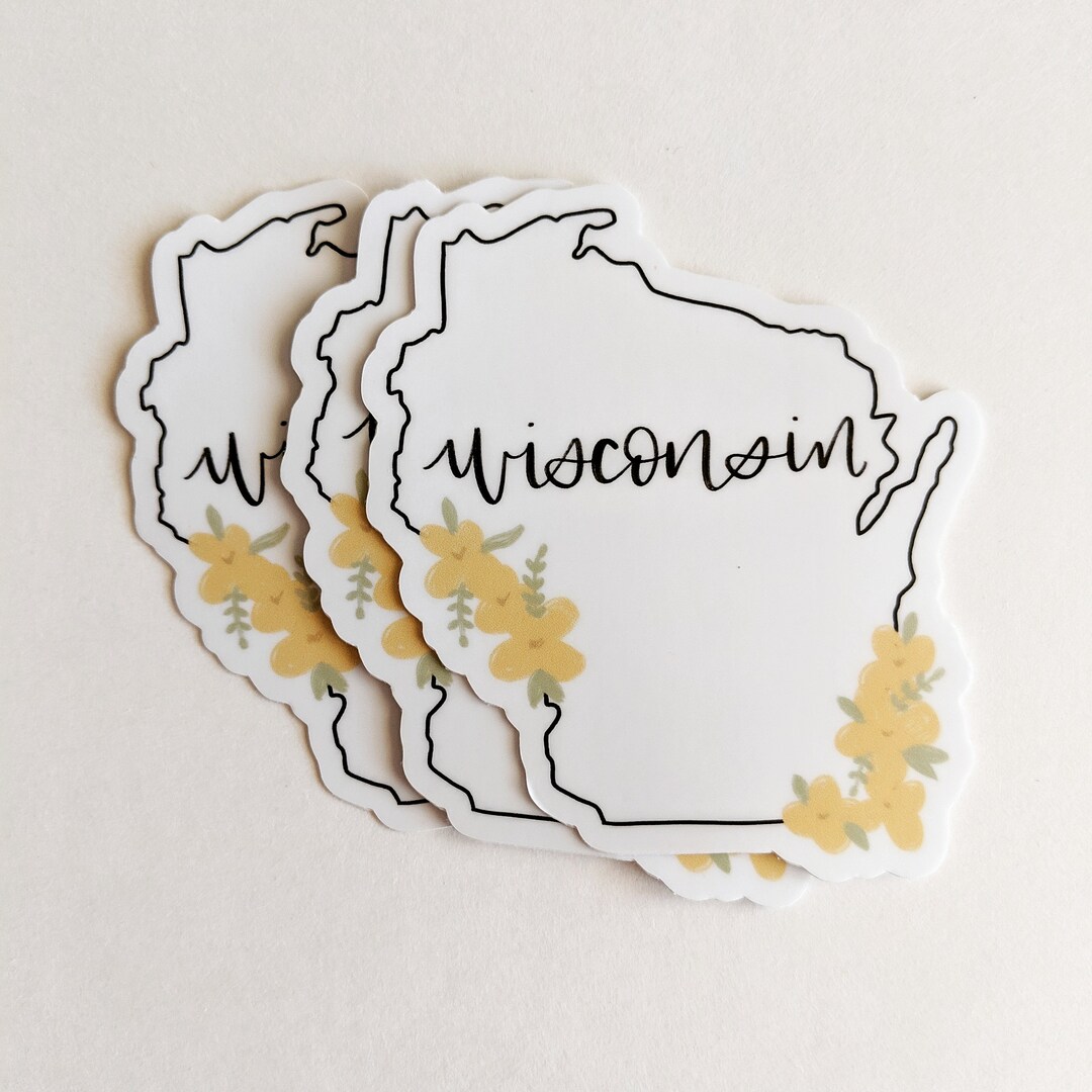 Vinyl Sticker // Wisconsin State // Water Bottle Sticker // Laptop ...