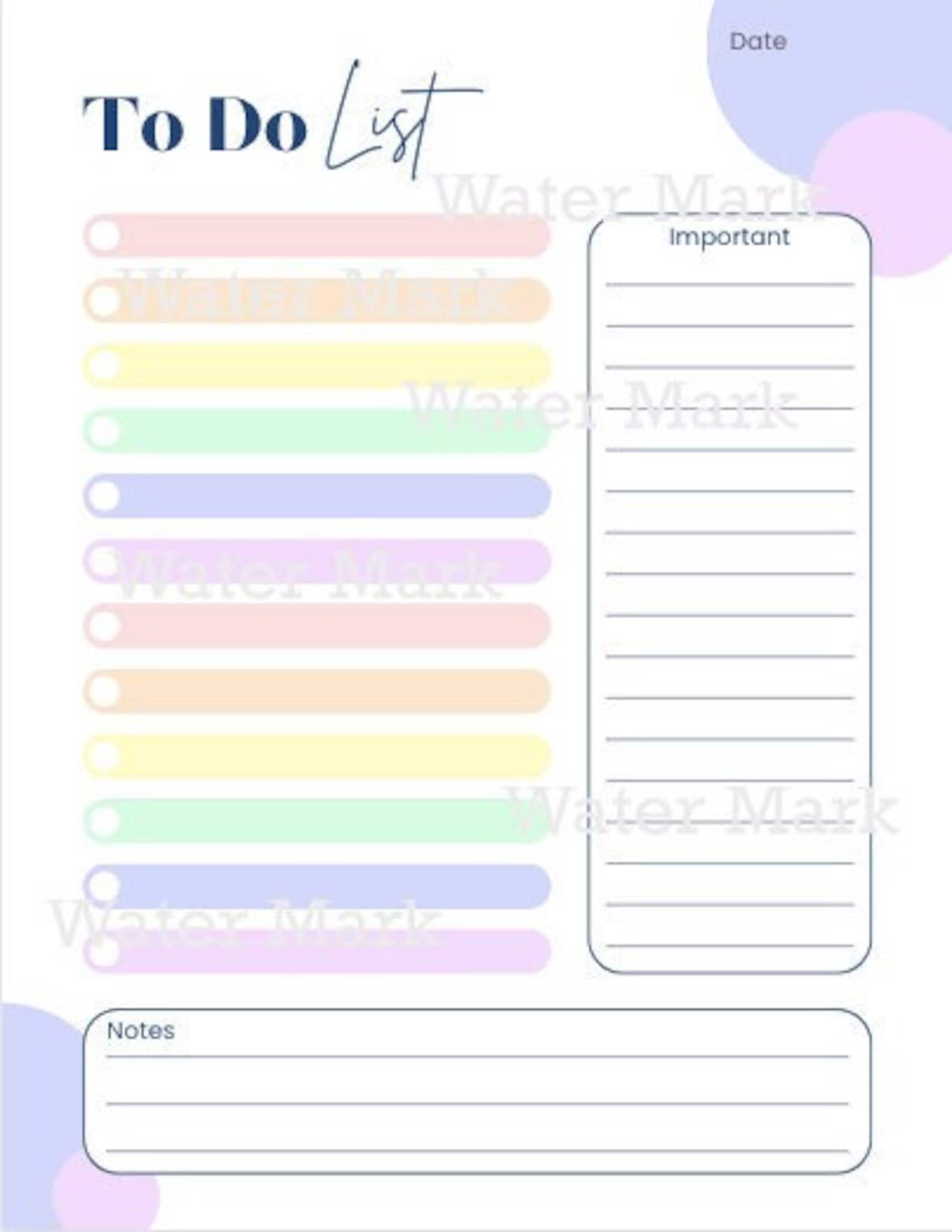 Printable to Do List - Etsy