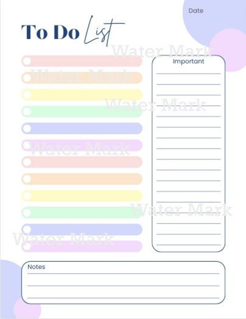 Printable to Do List - Etsy