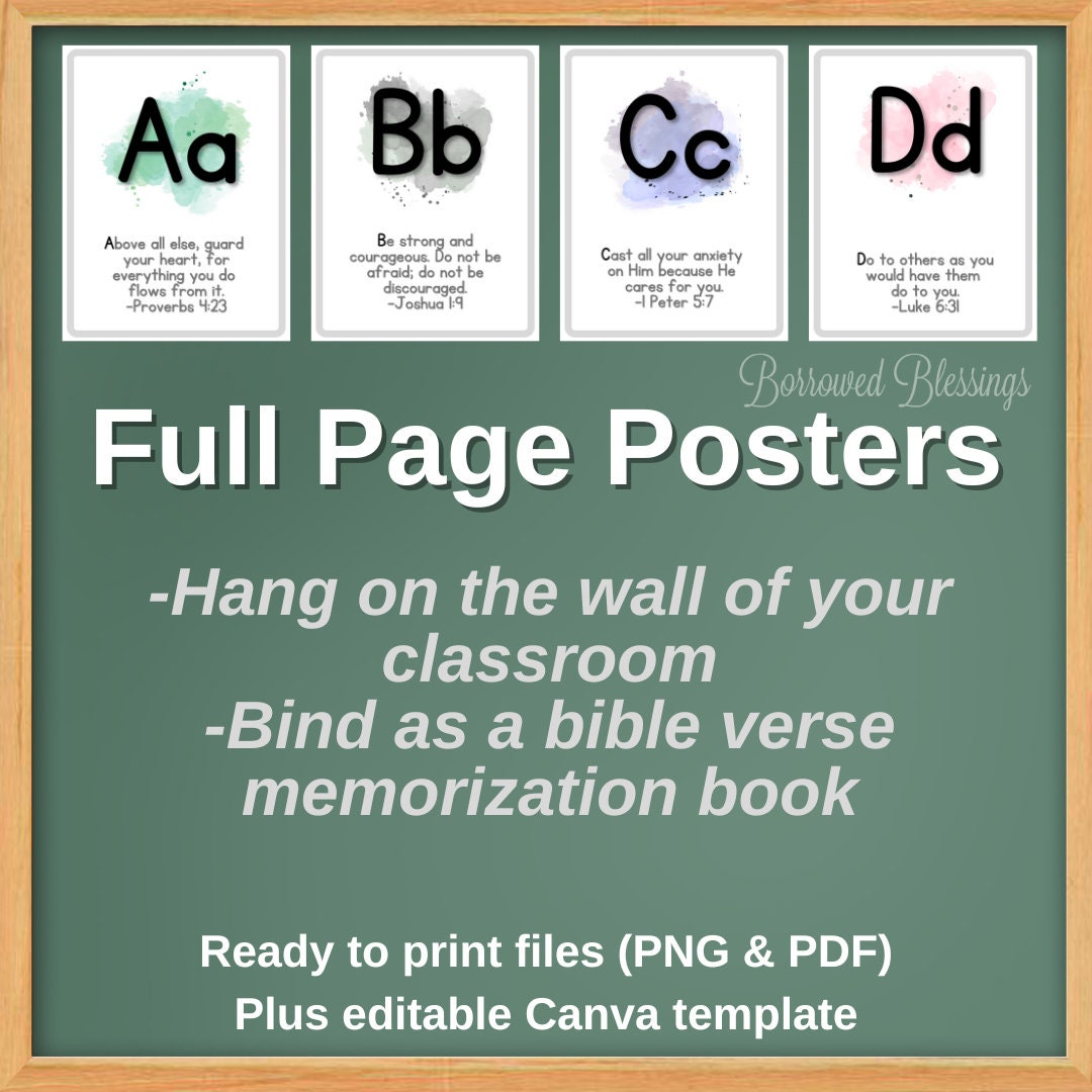 Alphabet Posters With Bible Verses | Printable Designs: PNG & PDF ...