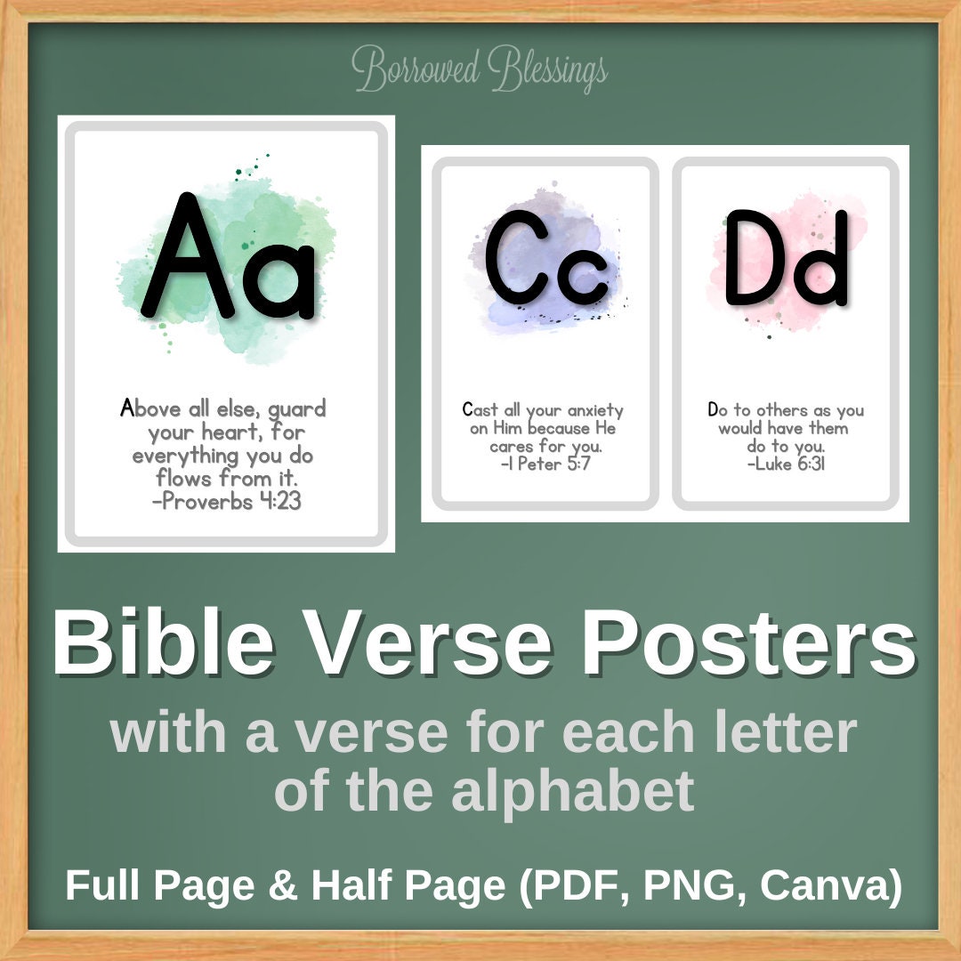 Alphabet Posters With Bible Verses | Printable Designs: PNG & PDF ...