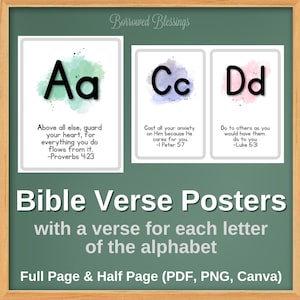 Alphabet Posters With Bible Verses | Printable Designs: PNG & PDF ...