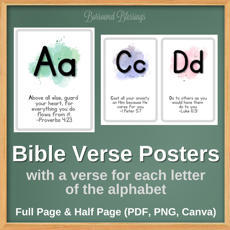 Alphabet Posters With Bible Verses | Printable Designs: PNG & PDF ...