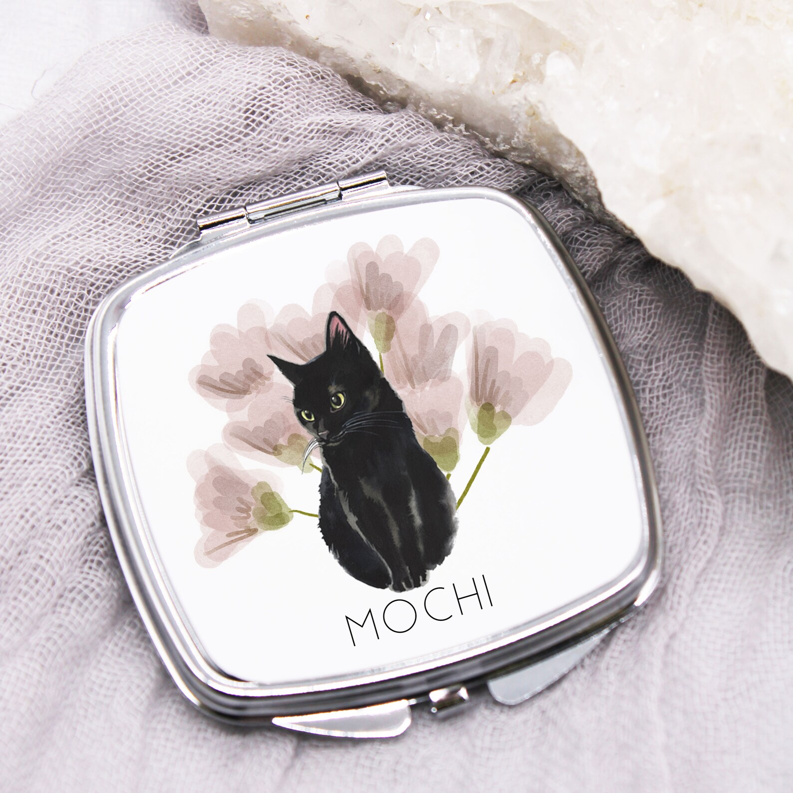 Black Cat Compact Mirror / Black Cat Gift / Black Cat Mirror / | Etsy