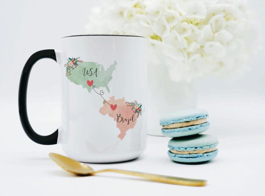 USA Brazil Mug / Brazil USA Mug / United States Brazilian Exchange ...