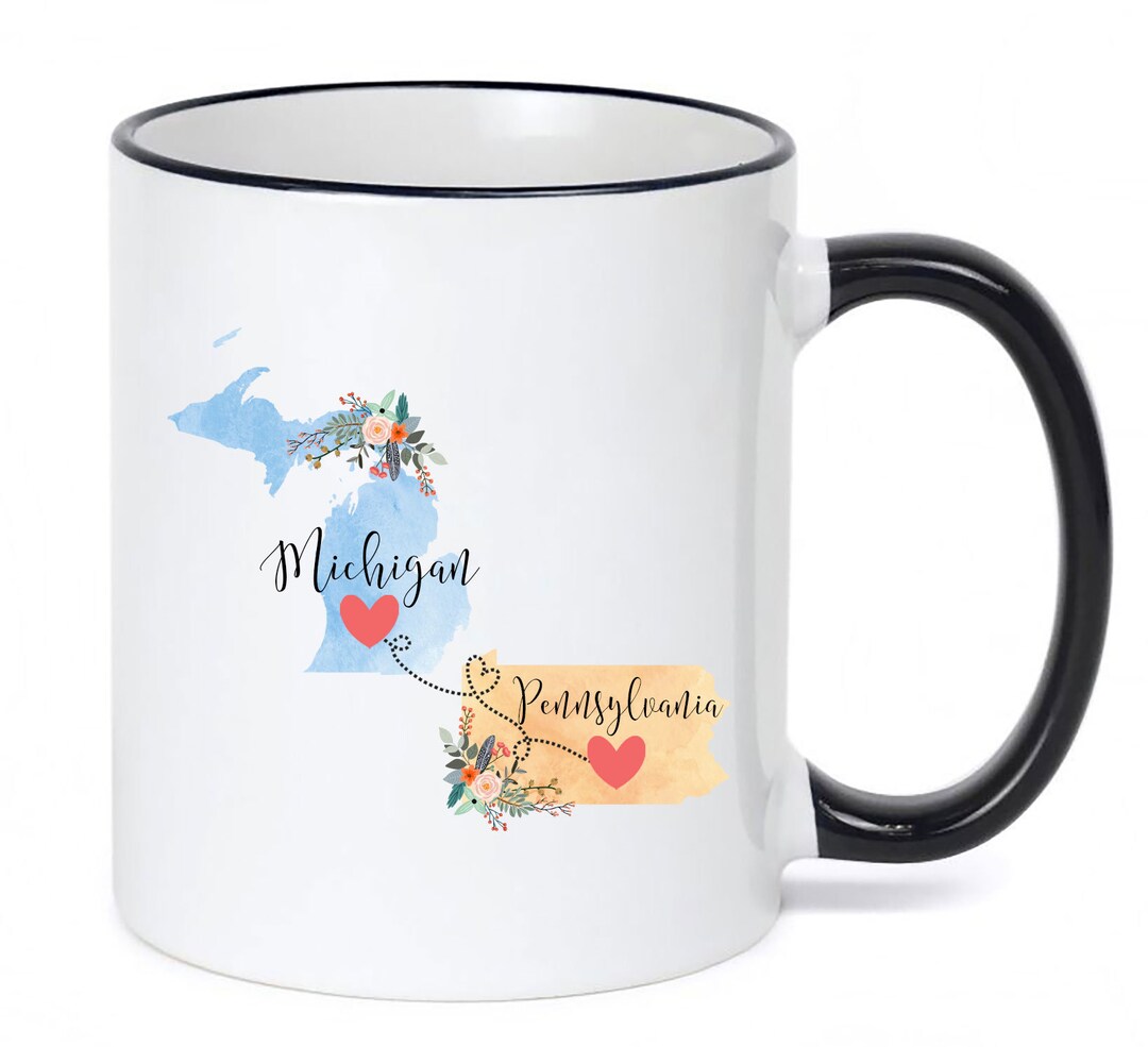 Michigan Pennsylvania Mug / Michigan to Pennsylvania Gift / Michigan to ...