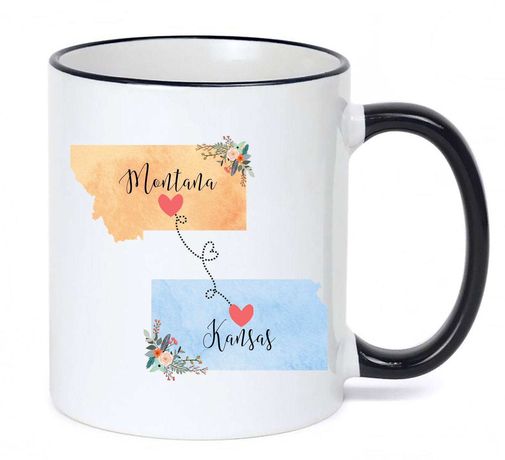 Kansas Montana Mug / Montana Kansas Gift / Kansas to Montana Coffee Mug ...