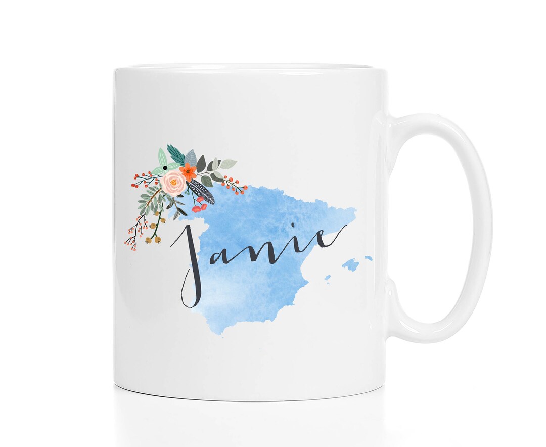 Spain Mug / Custom Spain Mug / Personalized Spain Mug / Spain Map Mug ...