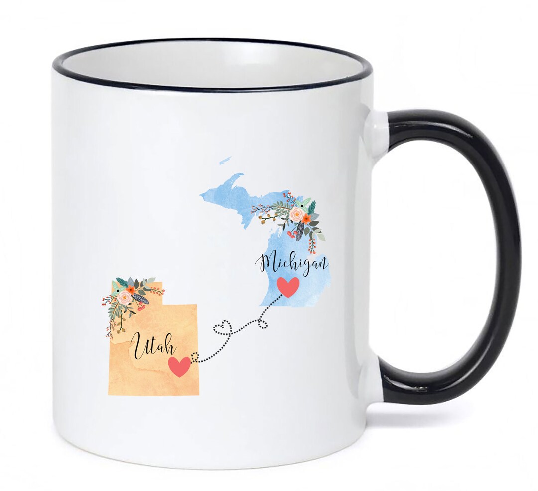 Michigan Utah Mug / Utah Michigan Mug / Michigan to Utah Gift / Utah to ...