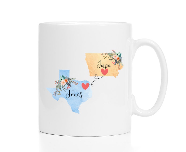 Texas Iowa Mug / Iowa Texas Mug / Texas to Iowa Gift / Iowa to | Etsy