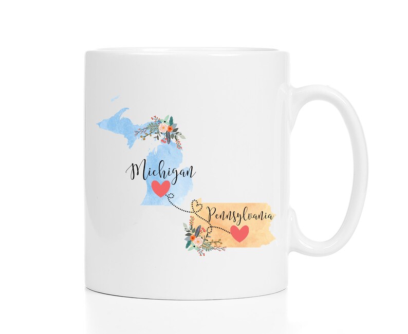 Michigan Pennsylvania Mug / Michigan to Pennsylvania Gift / - Etsy