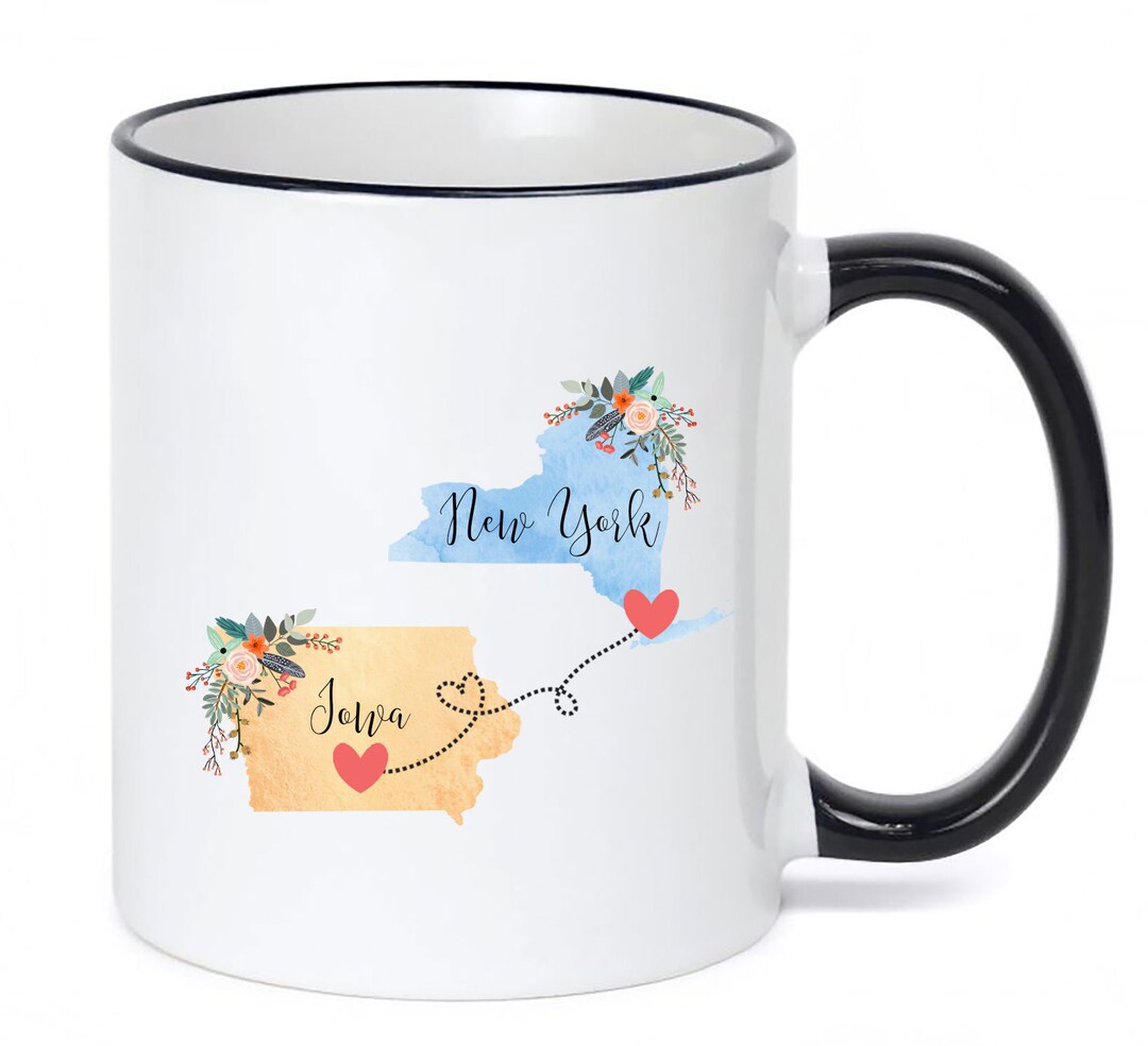 New York Iowa Mug / Iowa New York Mug / New York to Iowa Gift / Iowa to ...