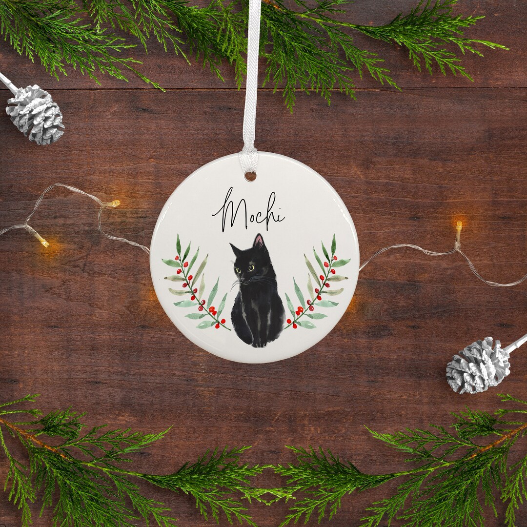 Personalized Black Cat Ornament / Cat Keepsake Gift / Black Cat ...