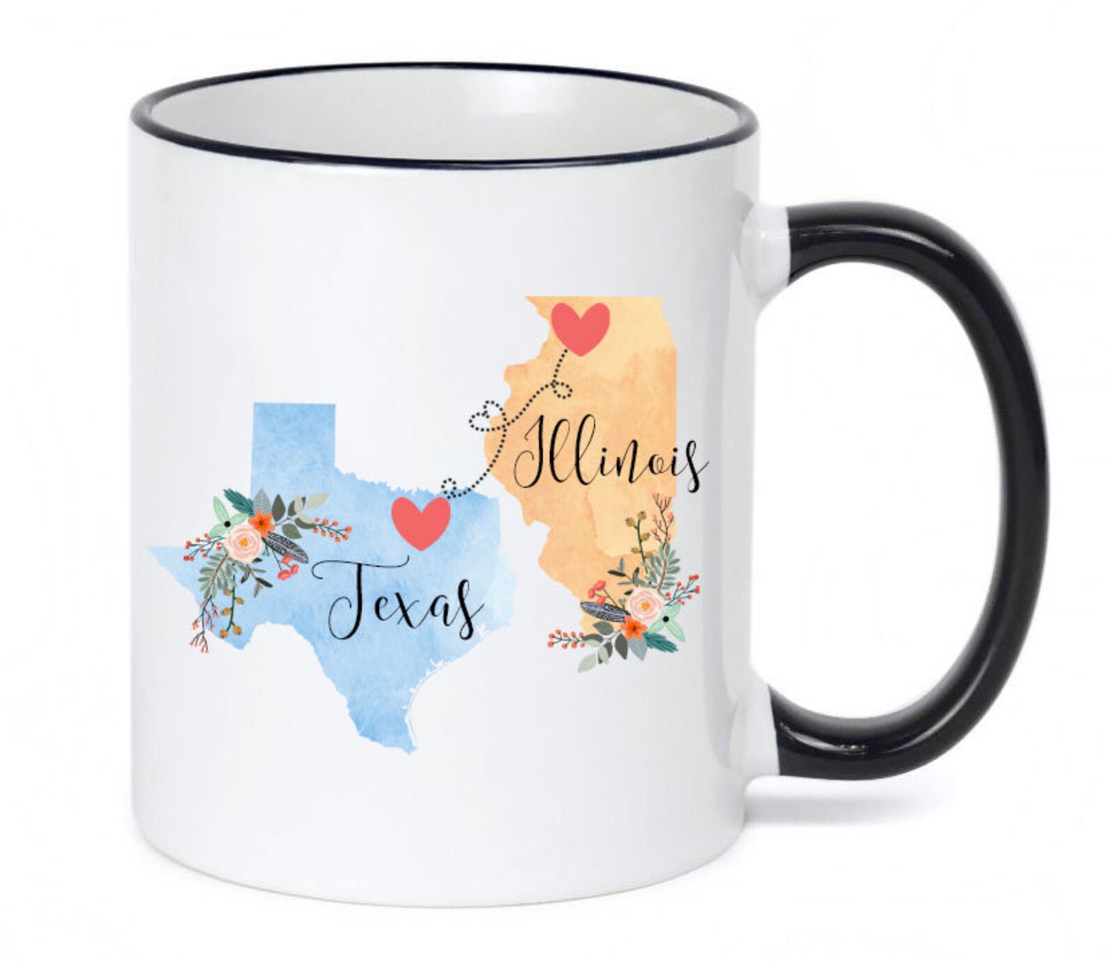 Texas Illinois Mug / Illinois Texas Mug / Illinois to Texas - Etsy