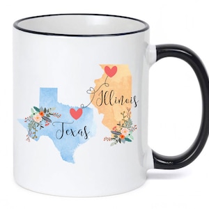 Texas Illinois Mug / Illinois Texas Mug / Illinois to Texas Gift ...
