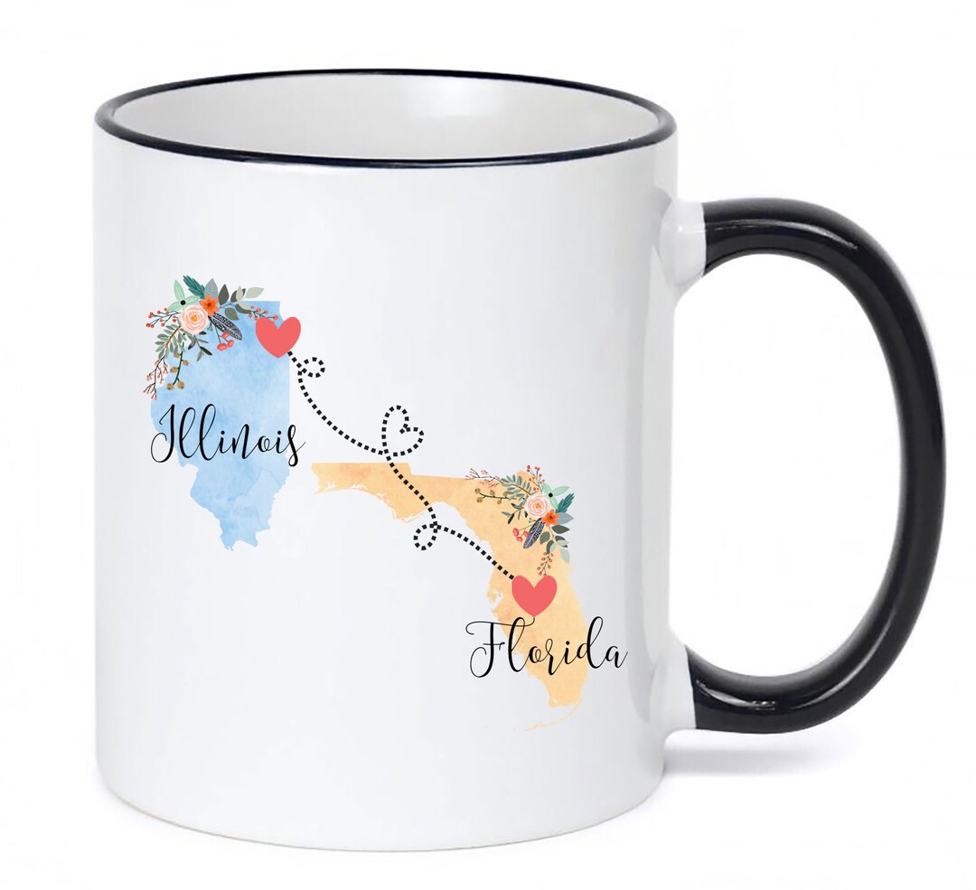 Illinois Florida Mug / Florida Illinois Mug / Illinois to Florida Gift ...