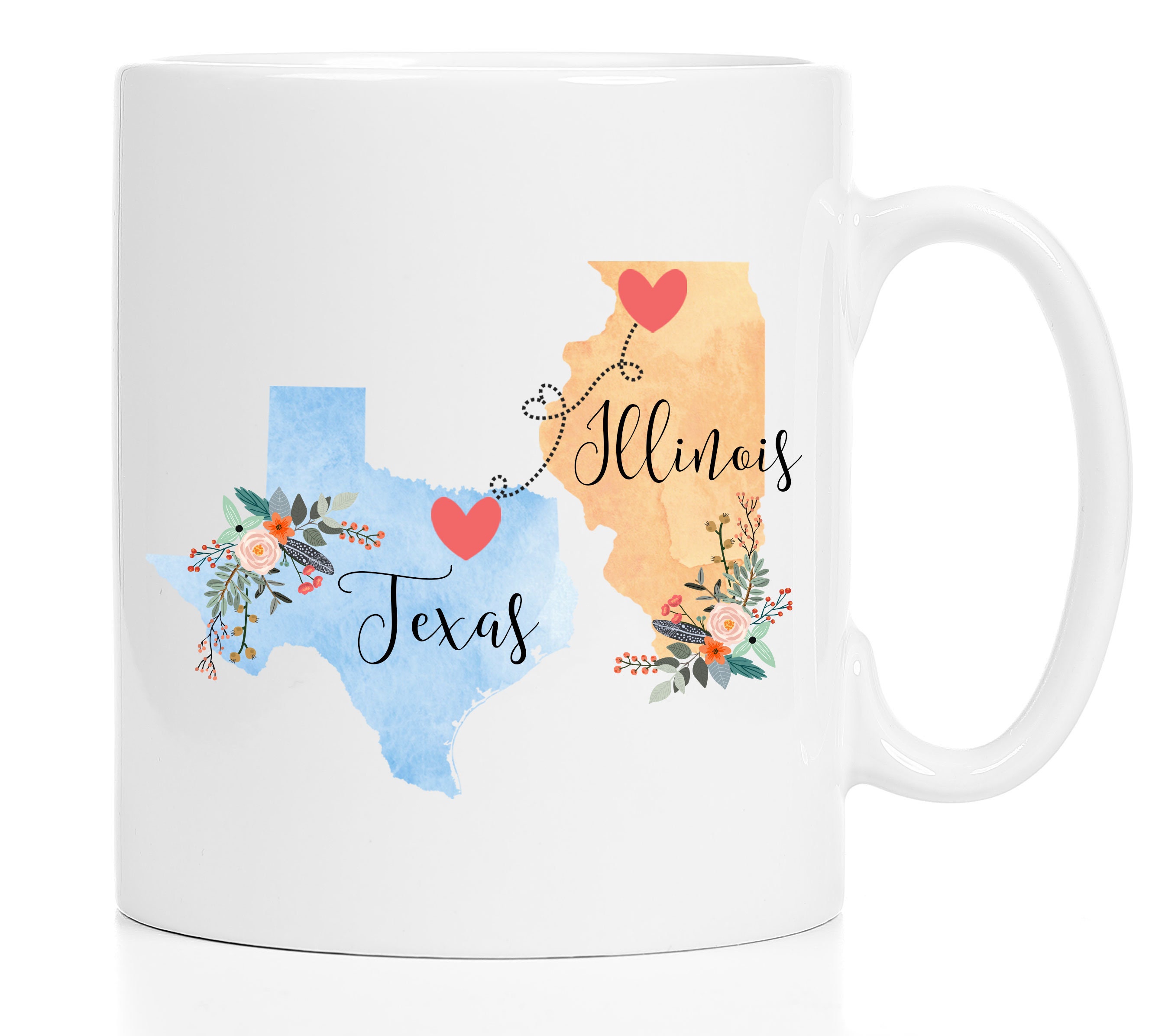 Texas Illinois Mug / Illinois Texas Mug / Illinois to Texas - Etsy