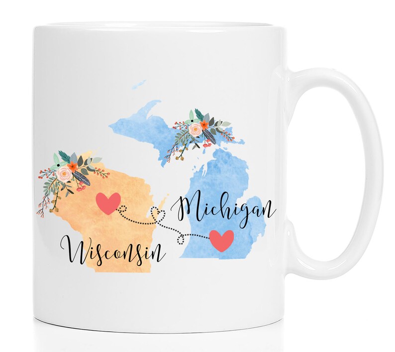 Wisconsin Michigan Mug / Michigan Wisconsin Mug / Wisconsin to | Etsy