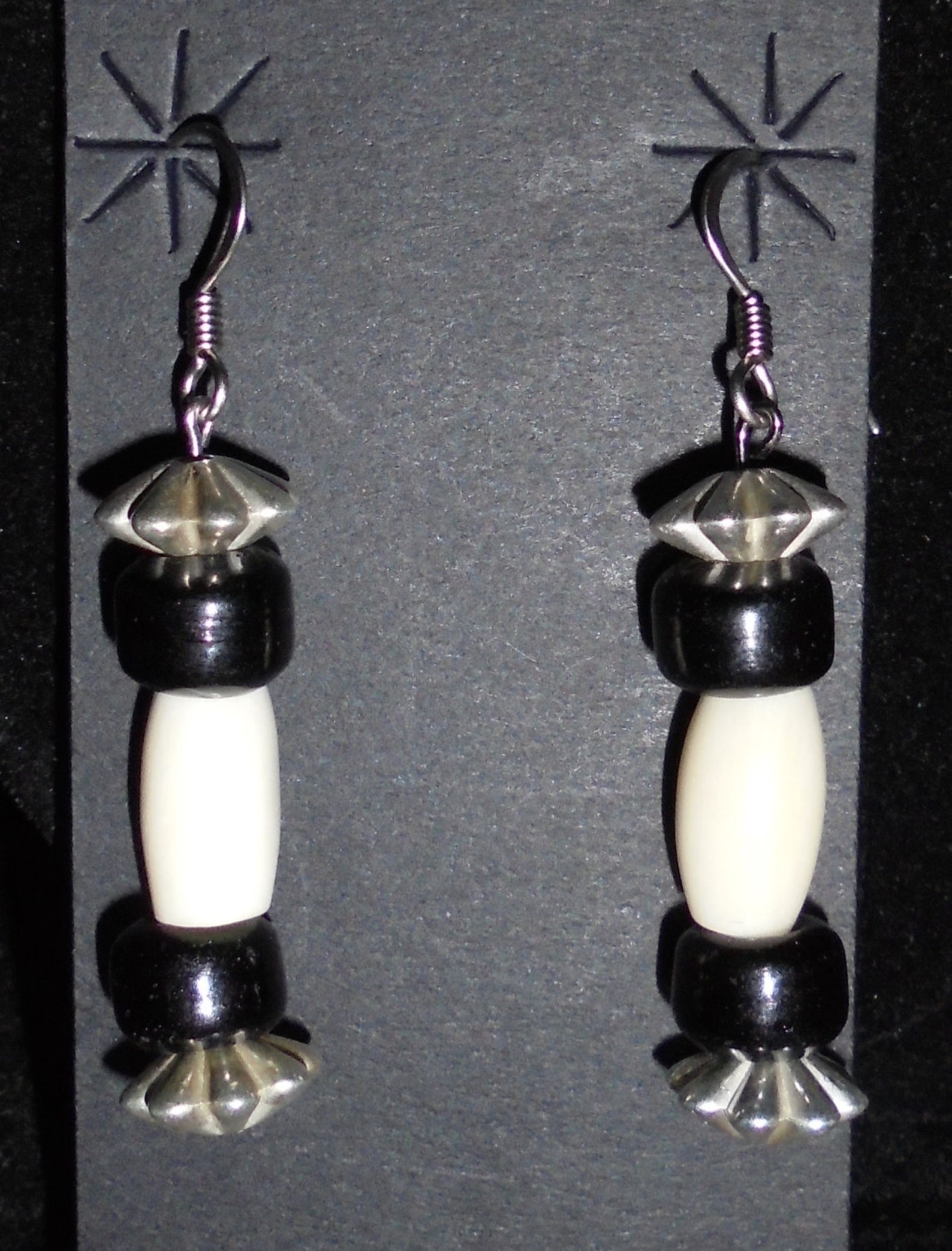 Bone Dangle Earings, Daisy Silver Plated Spacers - Etsy