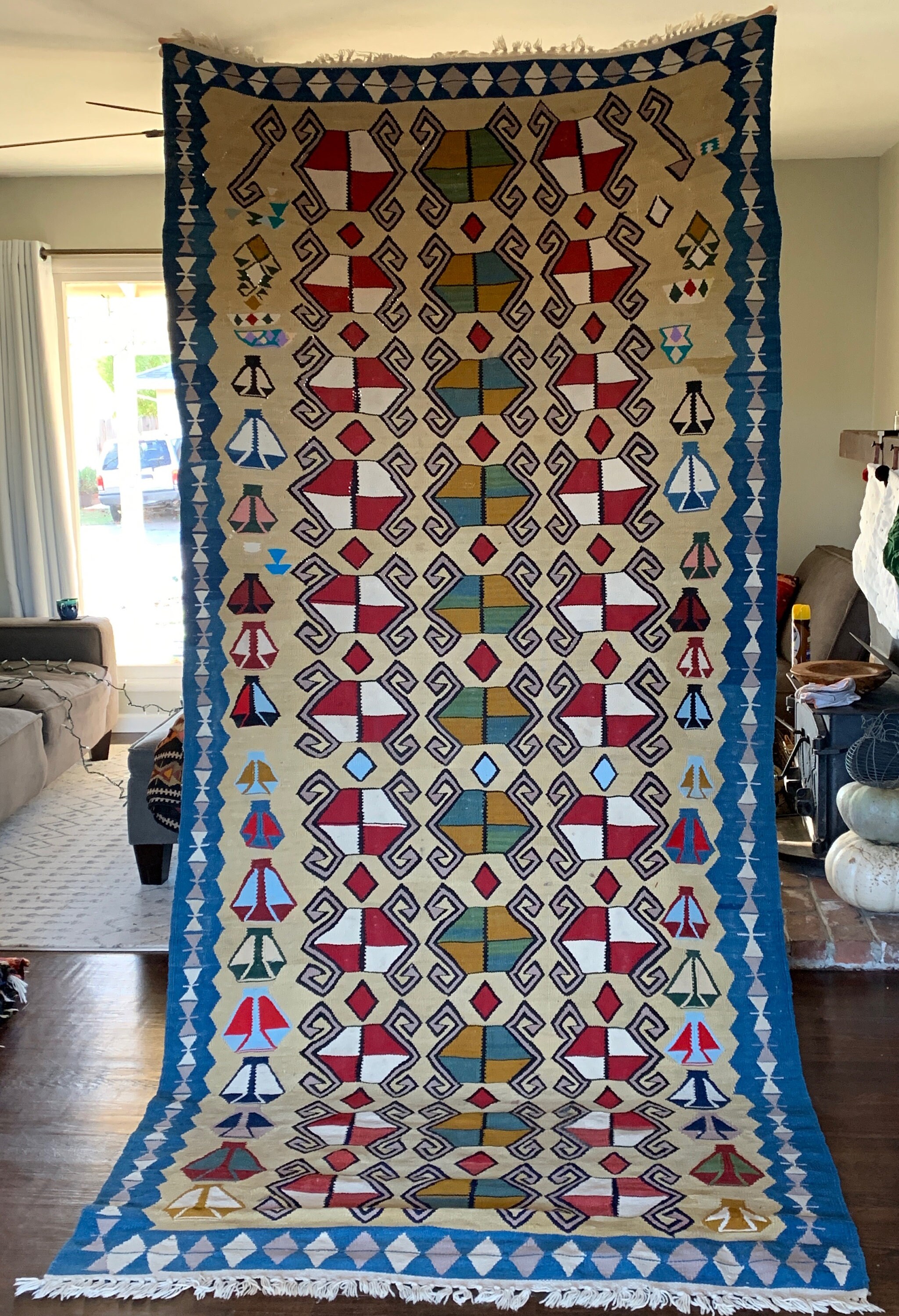 1980s Vintage Handmade Geometric Design Kilim Rug 4' X 9' - Etsy