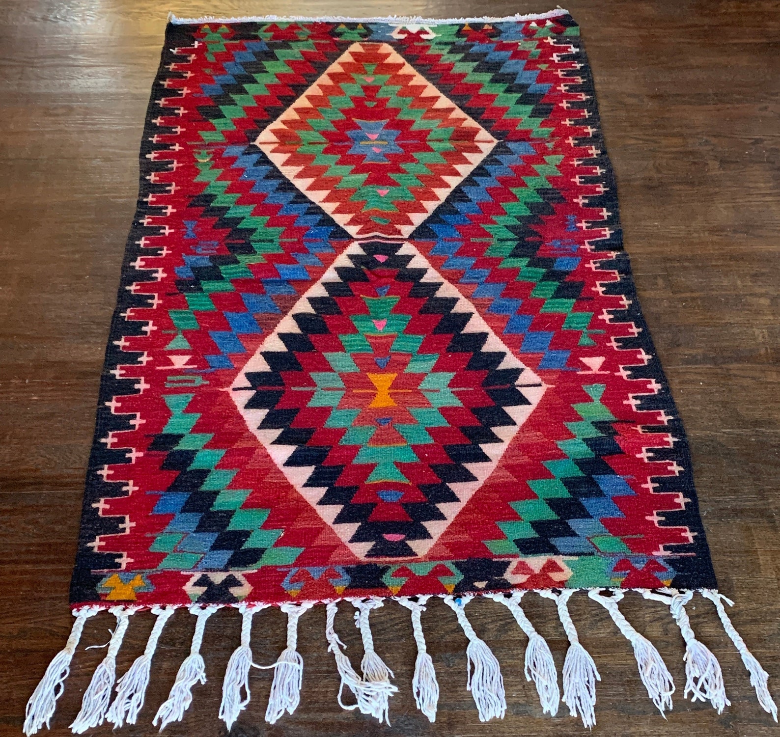 Vintage Handmade Kilim, Aztec-style Rug - Etsy