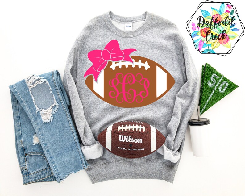 Football Monogram SVG Girly Football Design Football - Etsy