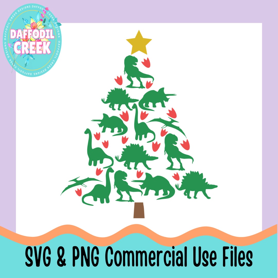 Dinosaur Christmas Tree SVG Kids Christmas Shirt Christmas Dinosaur SVG ...