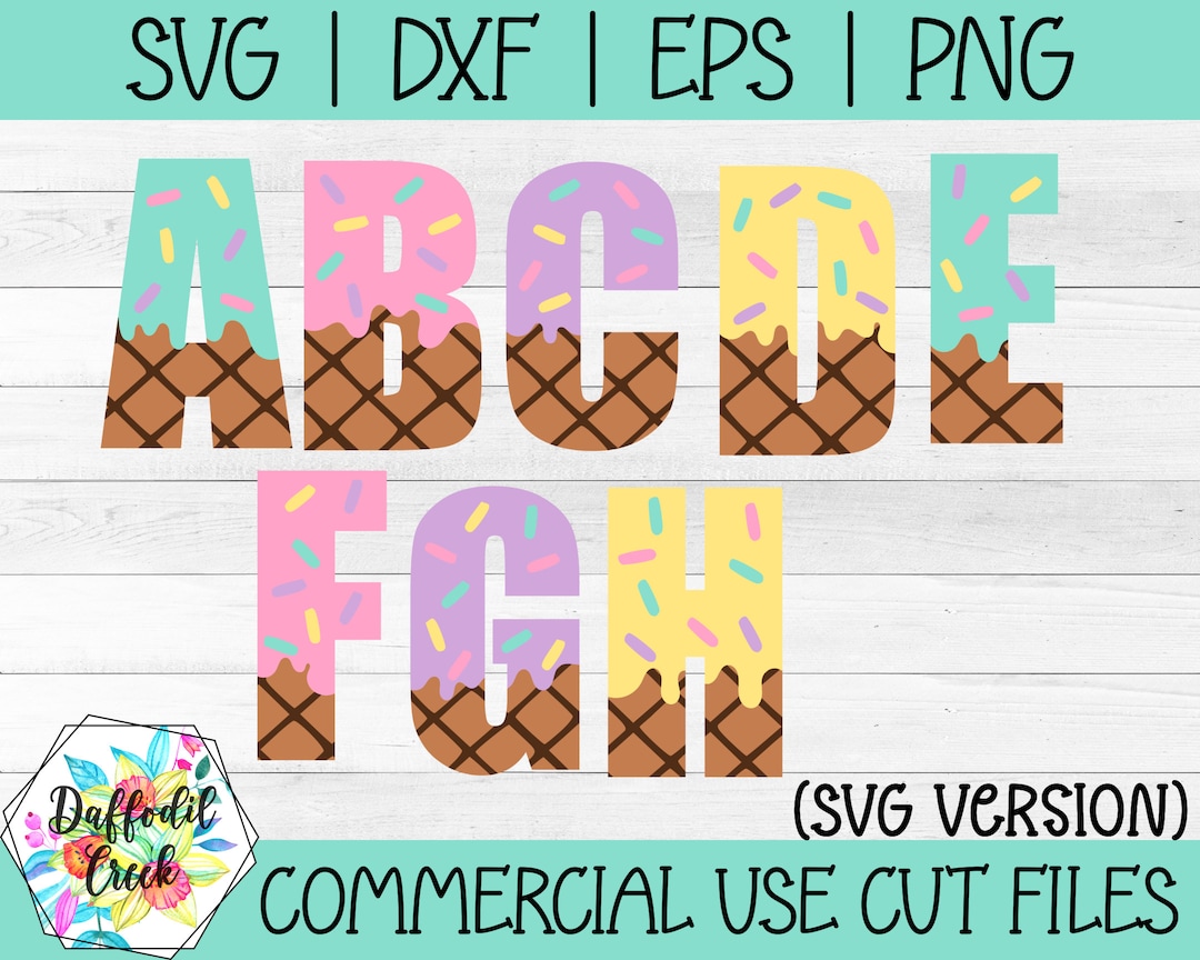 Ice Cream Letters SVG | Ice Cream Birthday | Ice Cream Alphabet SVG - Etsy