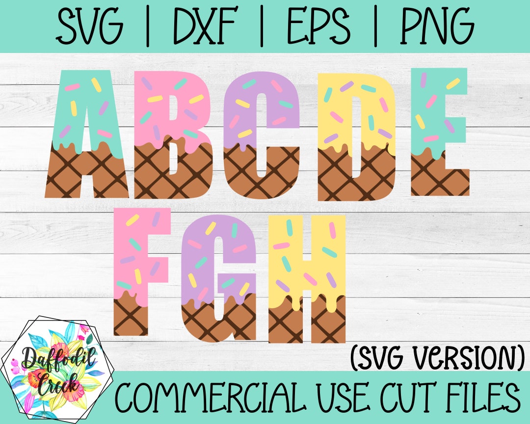 Ice Cream Letters SVG Ice Cream Birthday Ice Cream Alphabet SVG - Etsy