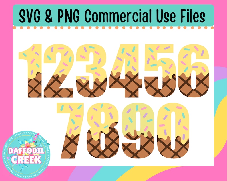 Ice Cream Numbers SVG | Ice Cream Birthday | Ice Cream Bundle SVG - Etsy