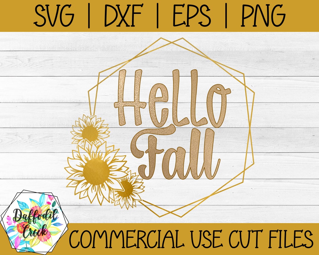 Hello Fall SVG Fall Sunflower SVG Floral Frame SVG - Etsy