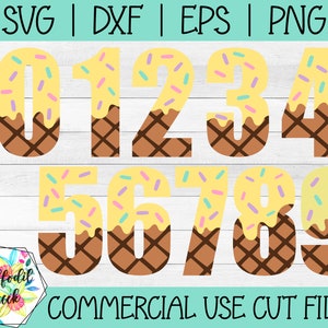Ice Cream Numbers SVG Ice Cream Birthday Ice Cream Bundle SVG - Etsy