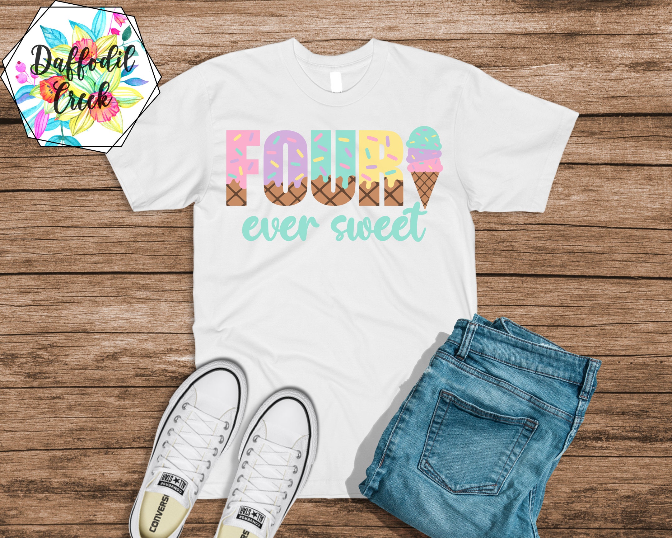 Four Ever Sweet Ice Cream SVG | Ice Cream Birthday | 4th Birthday SVG ...