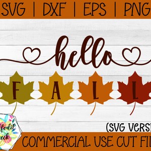 Hello Fall SVG Fall Leaves SVG Maple Leaf SVG - Etsy